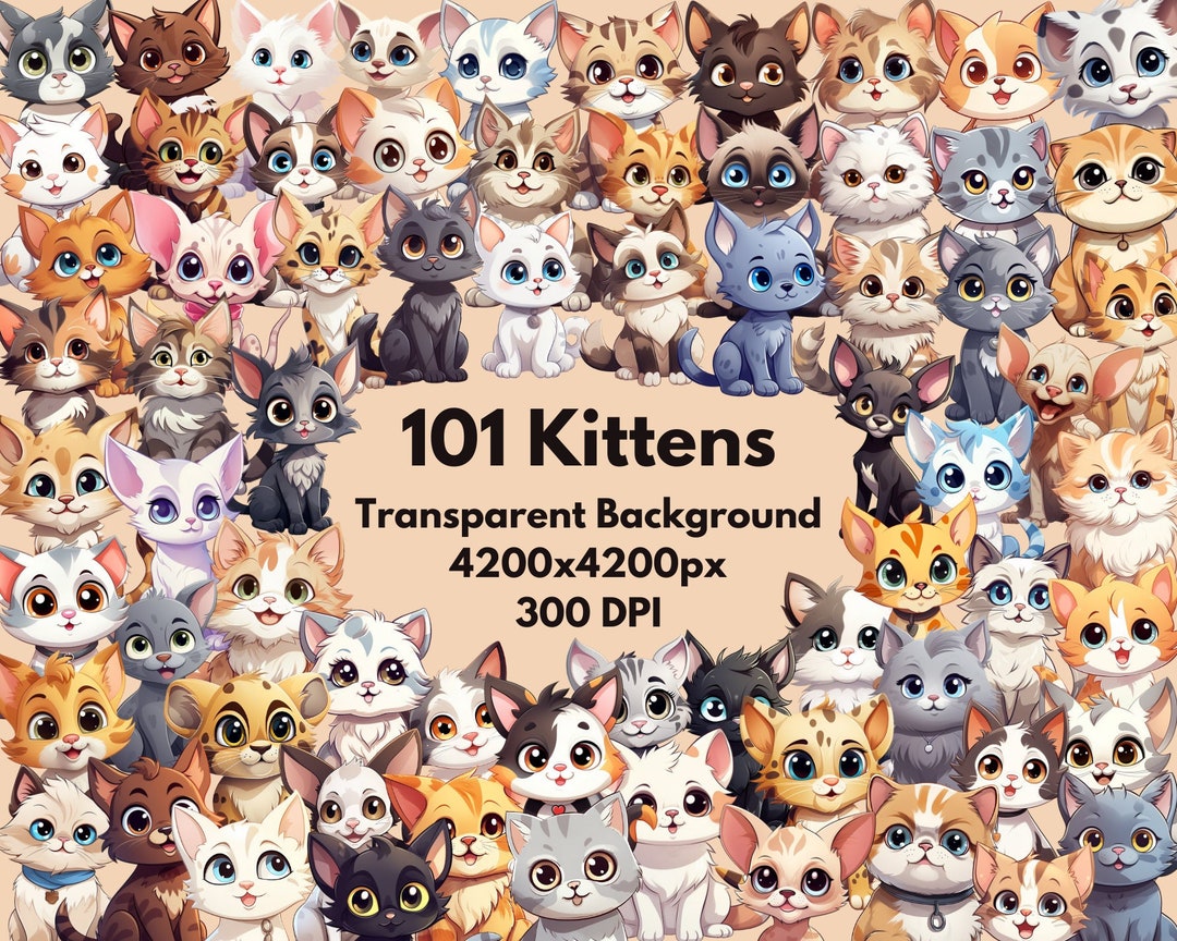 101 Kitten Clipart Bundle, Cat Breeds, Kitten Sublimation Kittens ...