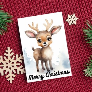 50 Watercolor Christmas Reindeer Clipart PNG Images, Digital Paper ...