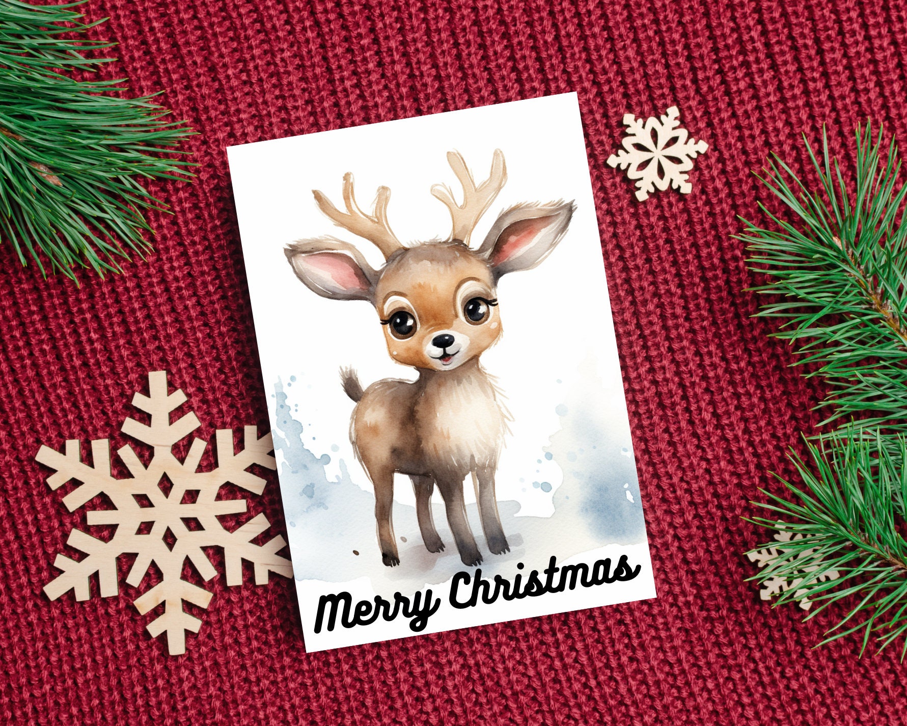 50 Watercolor Christmas Reindeer Clipart PNG Images, Digital Paper ...