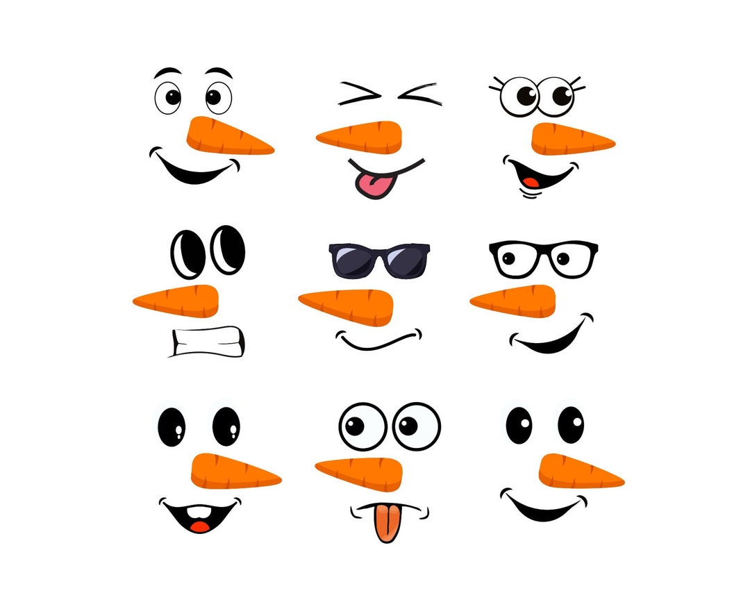 50 Digital Snowman Faces Images Christmas Cut File Snowman SVG ...