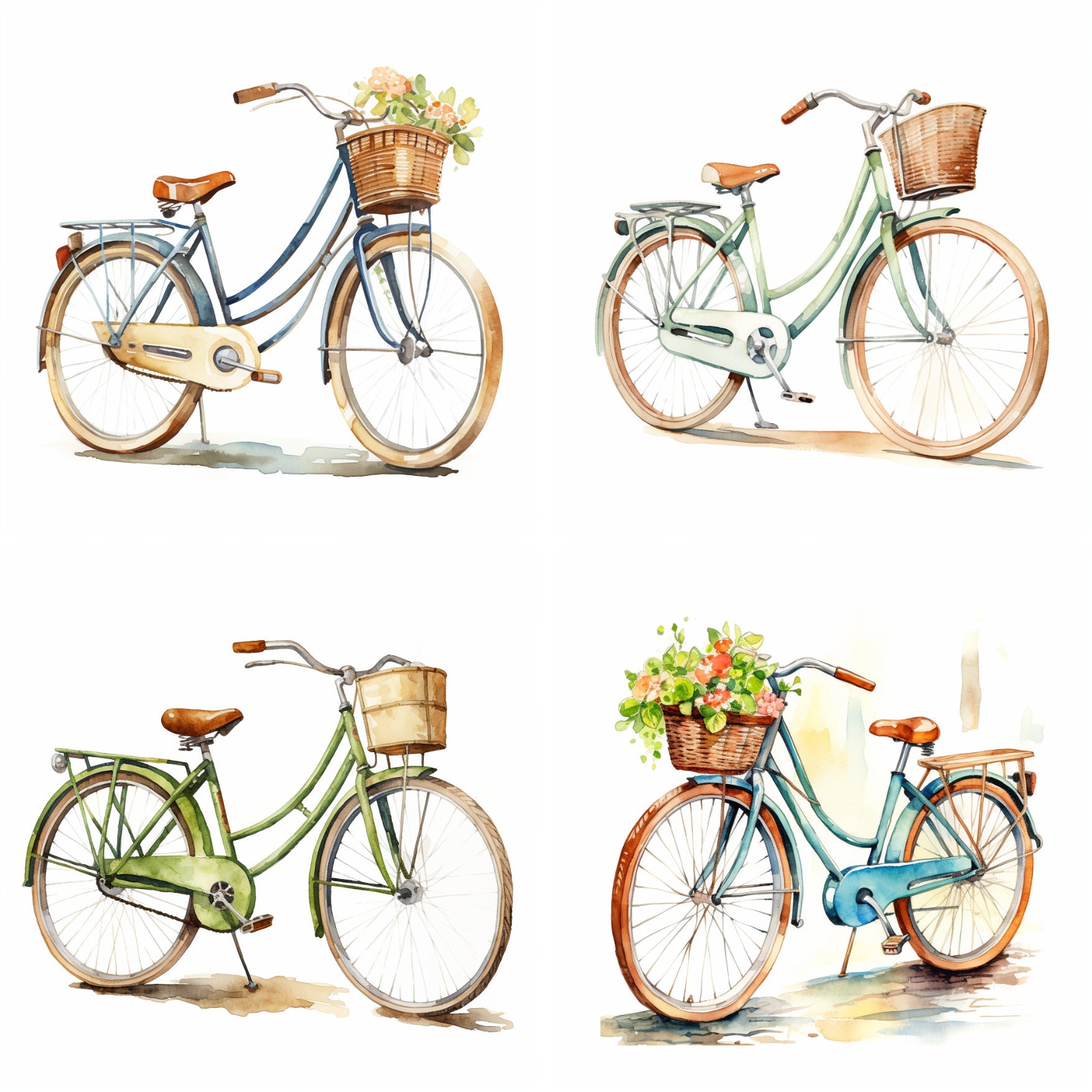 20 Vintage Citybikes Watercolor Clipart PNG Images, Vintage Bike, Retro ...