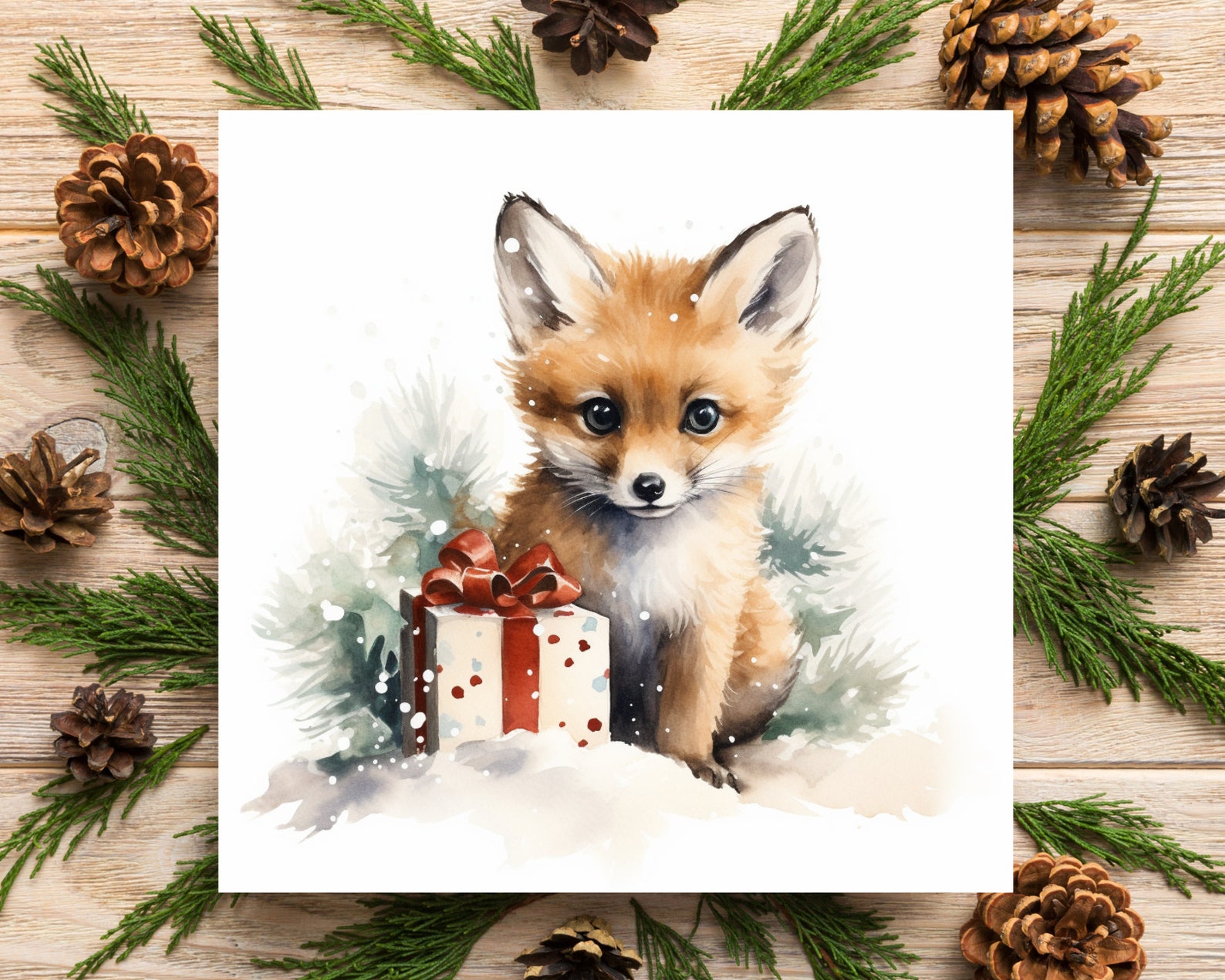 20 Watercolor Christmas Fox Clipart PNG Images, Cute Foxes, Xmas Fox ...