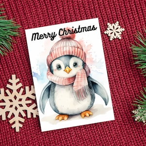 20 Watercolor Christmas Penguin Clipart PNG Images, Digital Paper Craft ...