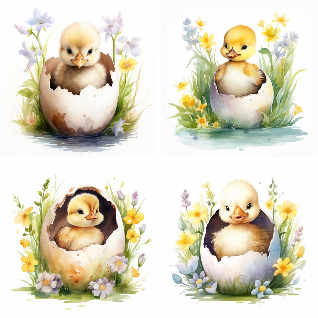 20 Baby Duck Watercolor Clipart PNG Images, Easter Baby Duck PNG, Baby ...