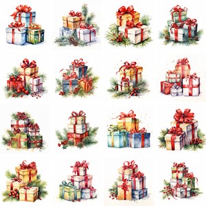 50 Watercolor Christmas Gifts Clipart PNG Images, Xmas, Gift Boxes Clip ...