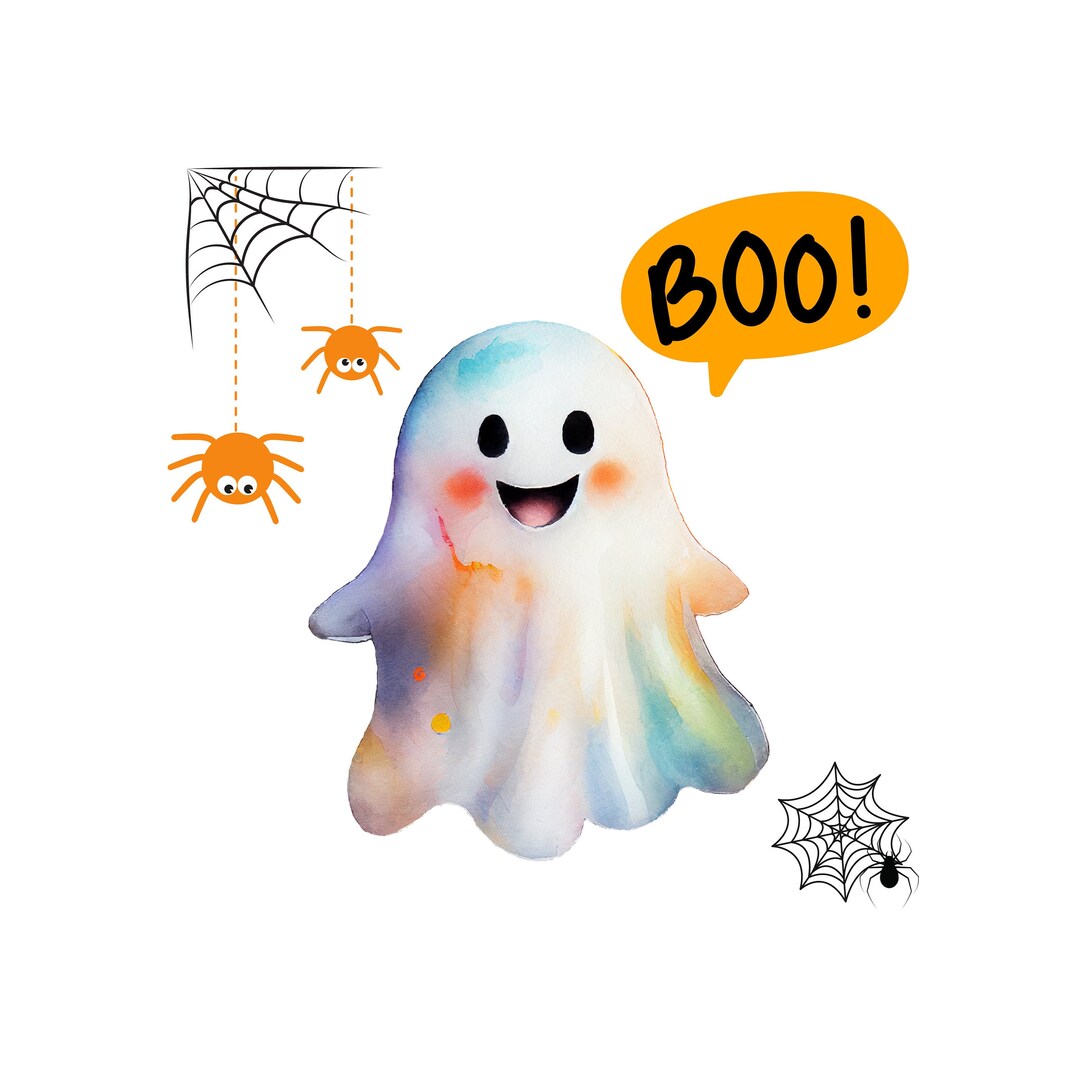 Ghost Halloween Clipart - 10 High Quality PNG Images Digital Download ...
