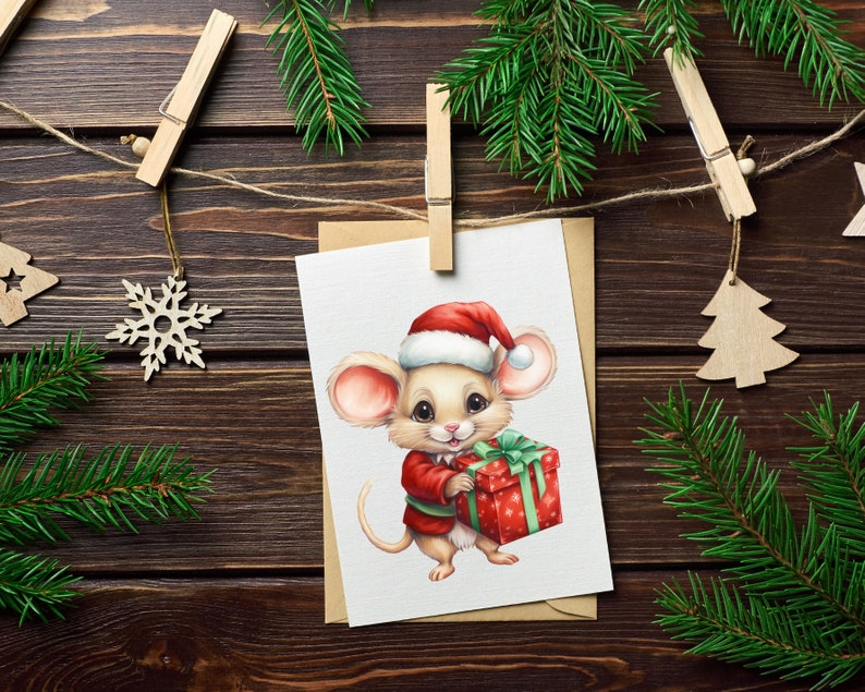 20 imágenes PNG de imágenes prediseñadas de ratón de Navidad de ...