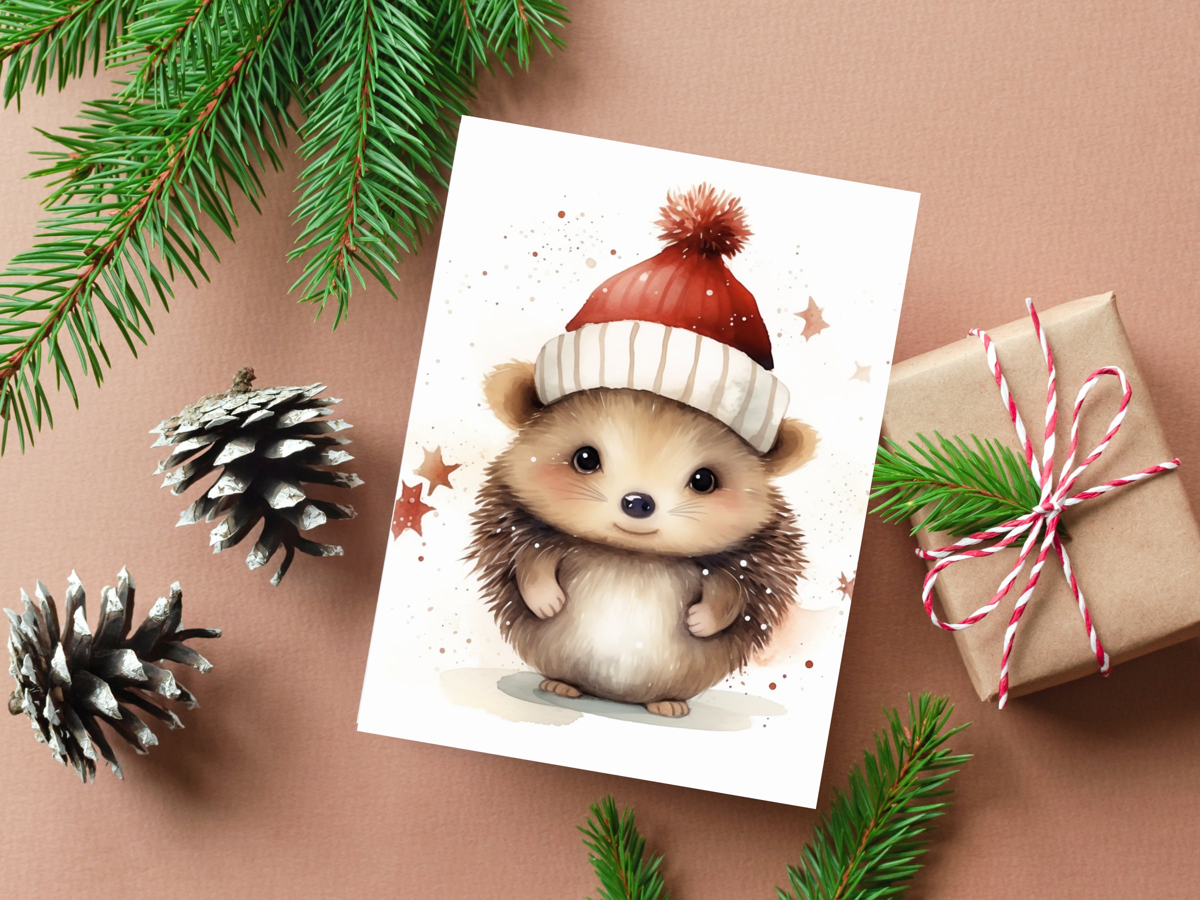 20 Hedgehogs Watercolor Christmas Clipart PNG Images, Cute Hedgehog ...