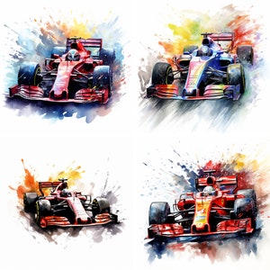 20 Formula 1 Race Cars Watercolor Clipart PNG Images, F1 Grand Prix ...