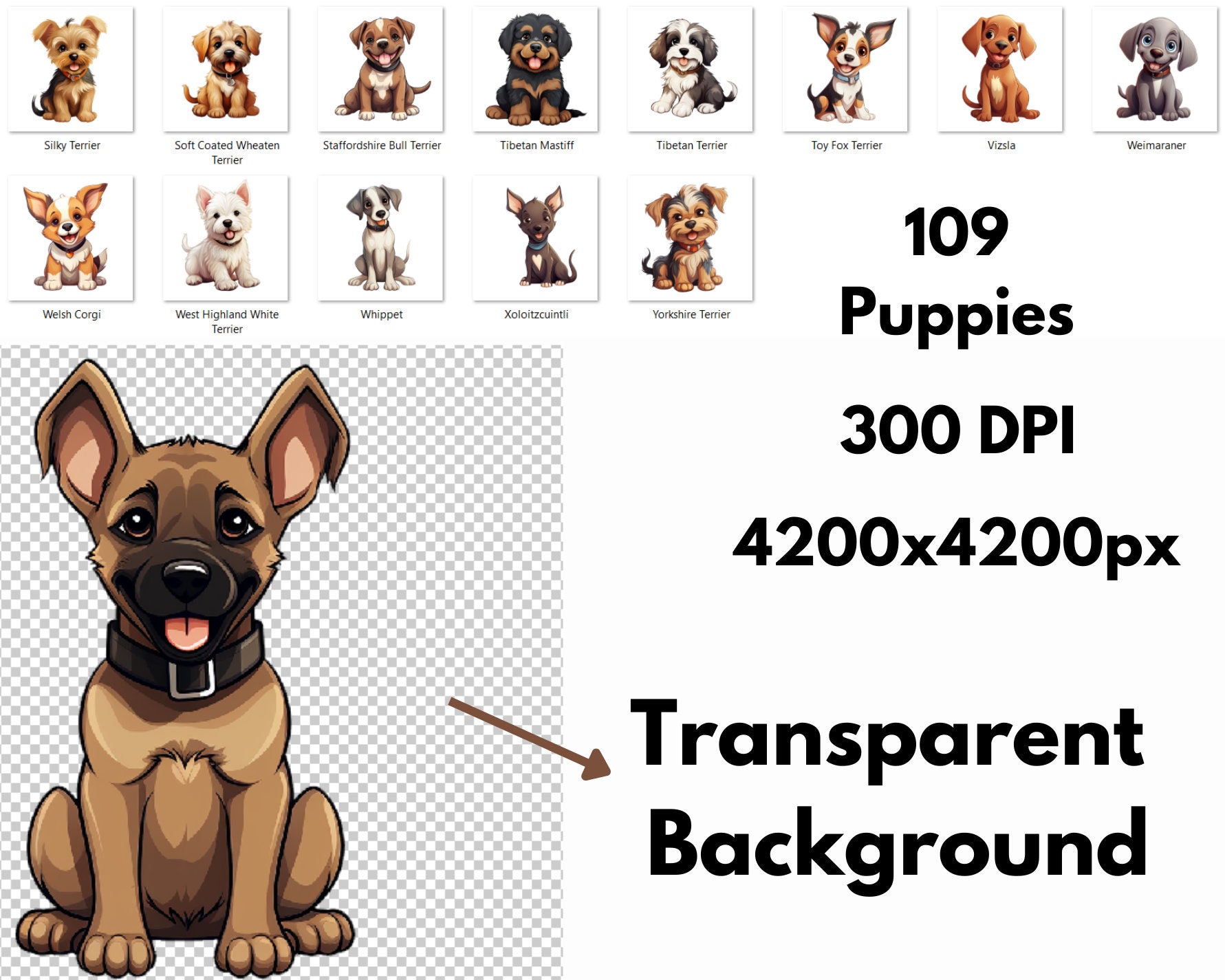 109 Puppy Clipart Bundle, Dog Breeds, Puppy Sublimation, Puppies ...