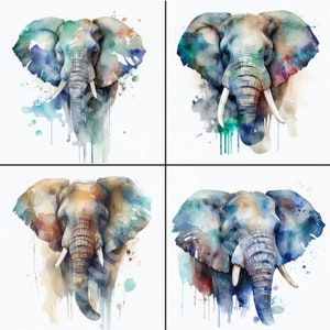 Elephants Watercolor Clipart - 20 High Quality PNG Images Digital ...