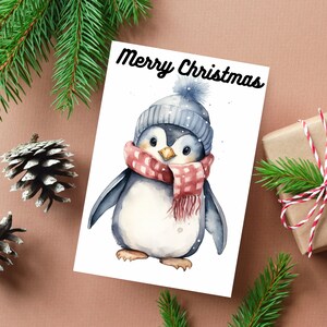 20 Watercolor Christmas Penguin Clipart PNG Images, Digital Paper Craft ...