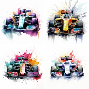 20 Formula 1 Race Cars Watercolor Clipart PNG Images, F1 Grand Prix ...