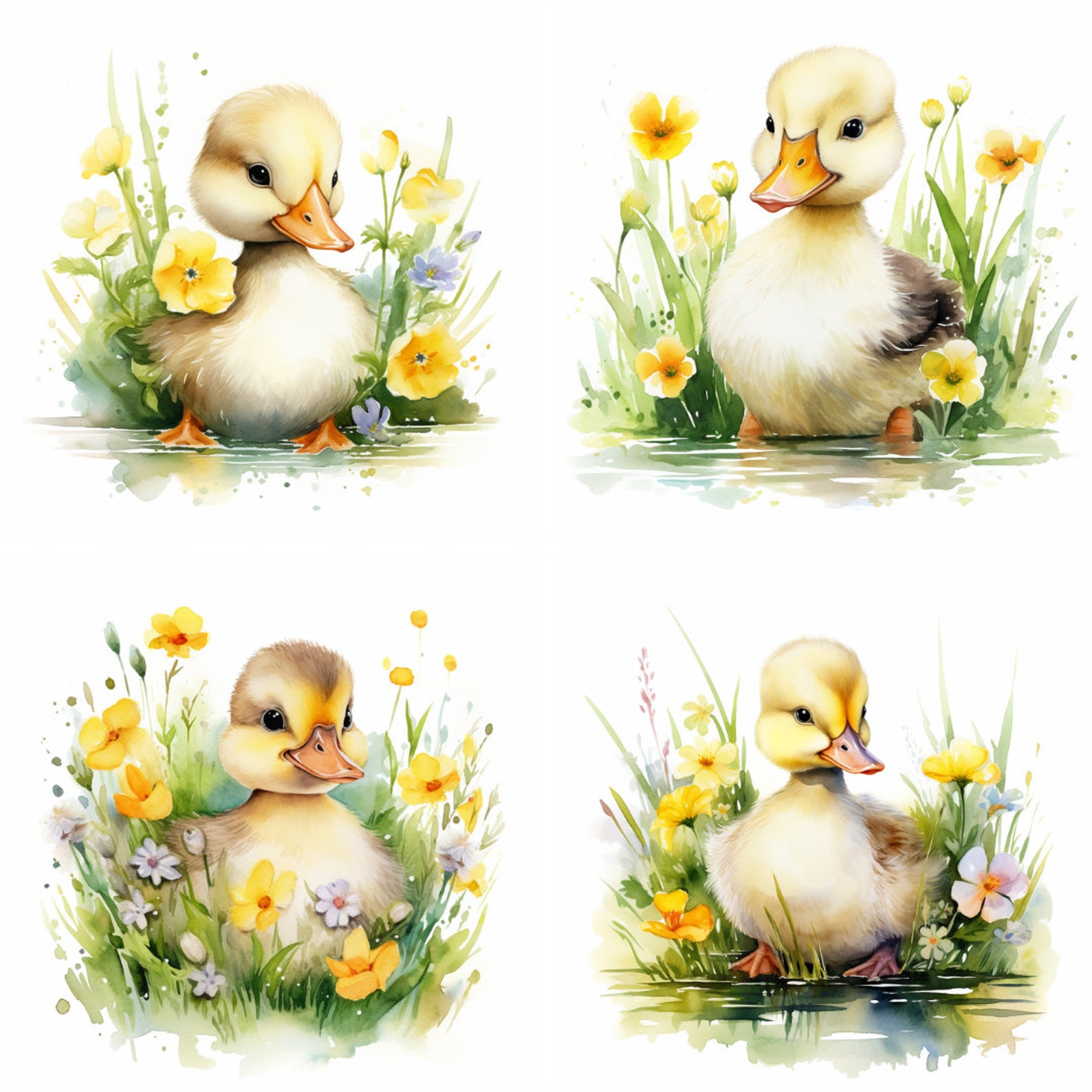 20 Baby Duck Watercolor Clipart PNG Images, Easter Baby Duck PNG, Baby ...