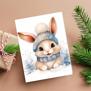 20 Rabbit Watercolor Christmas PNG Clipart Bundle, Cute Bunny, Winter ...