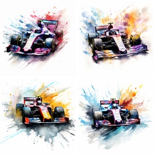 20 Formula 1 Race Cars Watercolor Clipart PNG Images, F1 Grand Prix ...