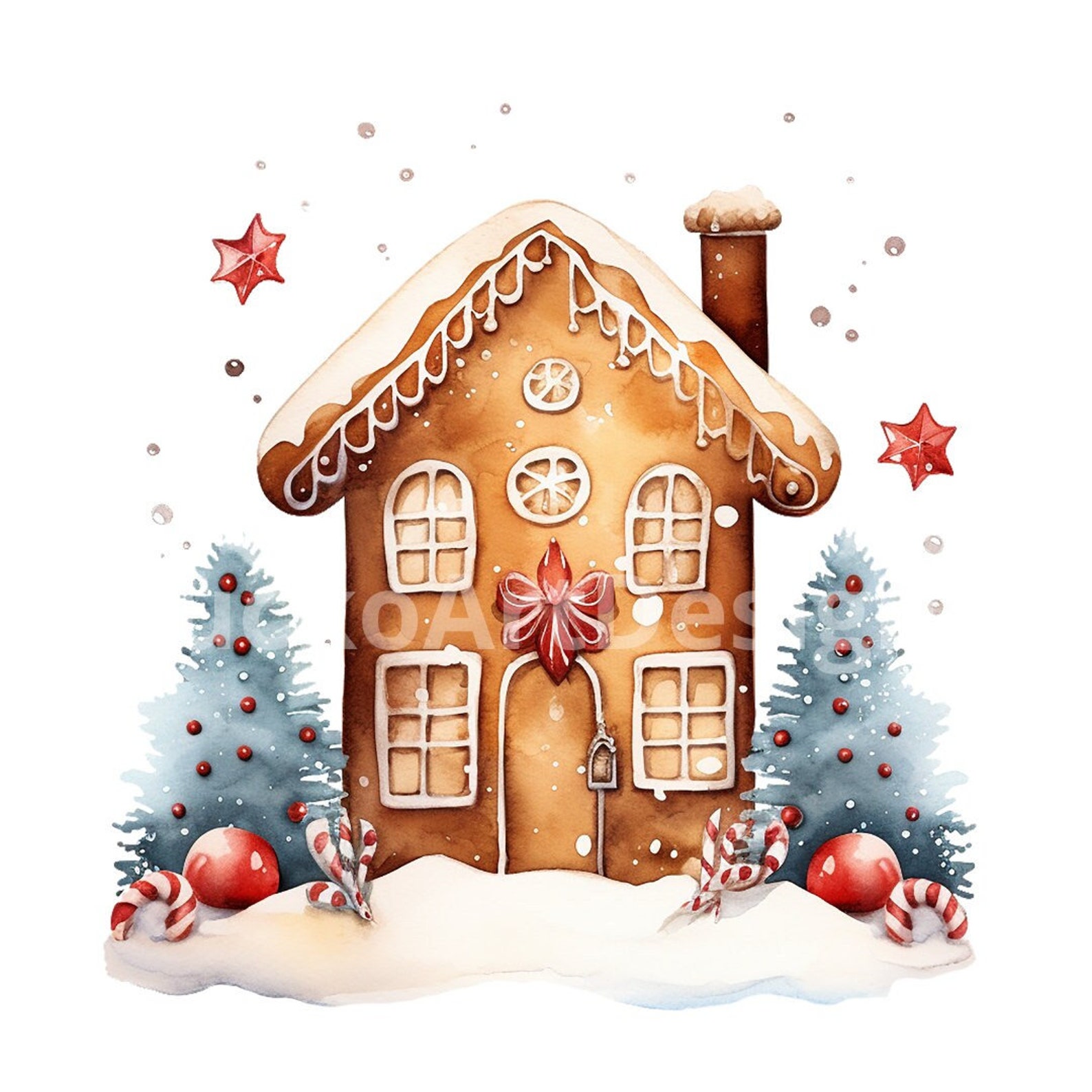 25 Watercolor Gingerbread Houses Clipart PNG Images, Xmas, Festive ...