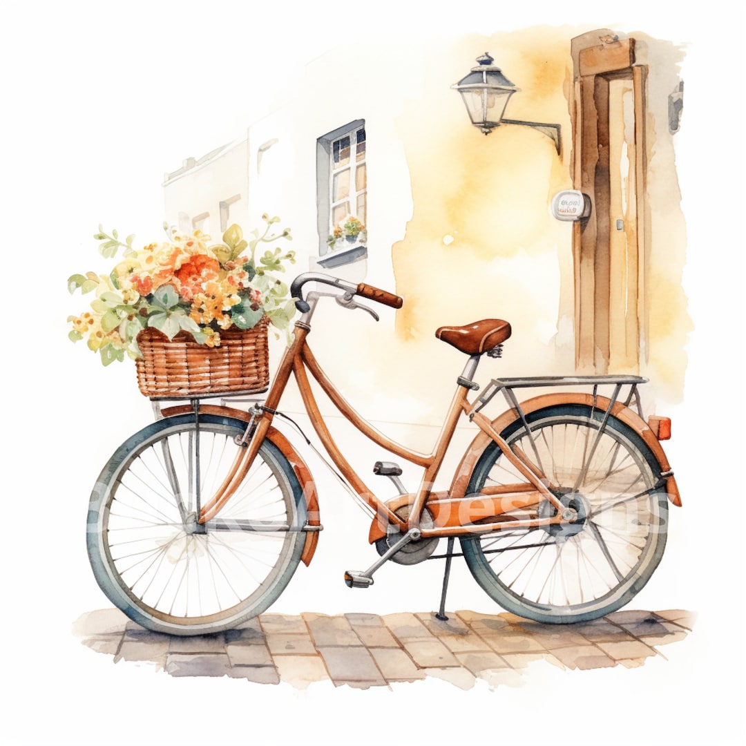 20 Vintage Citybikes Watercolor Clipart PNG Images, Vintage Bike, Retro ...