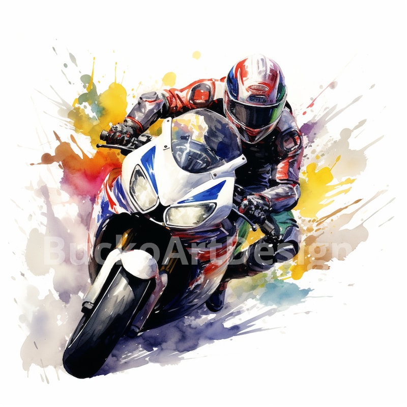Watercolor Motorcycle Clipart - Etsy