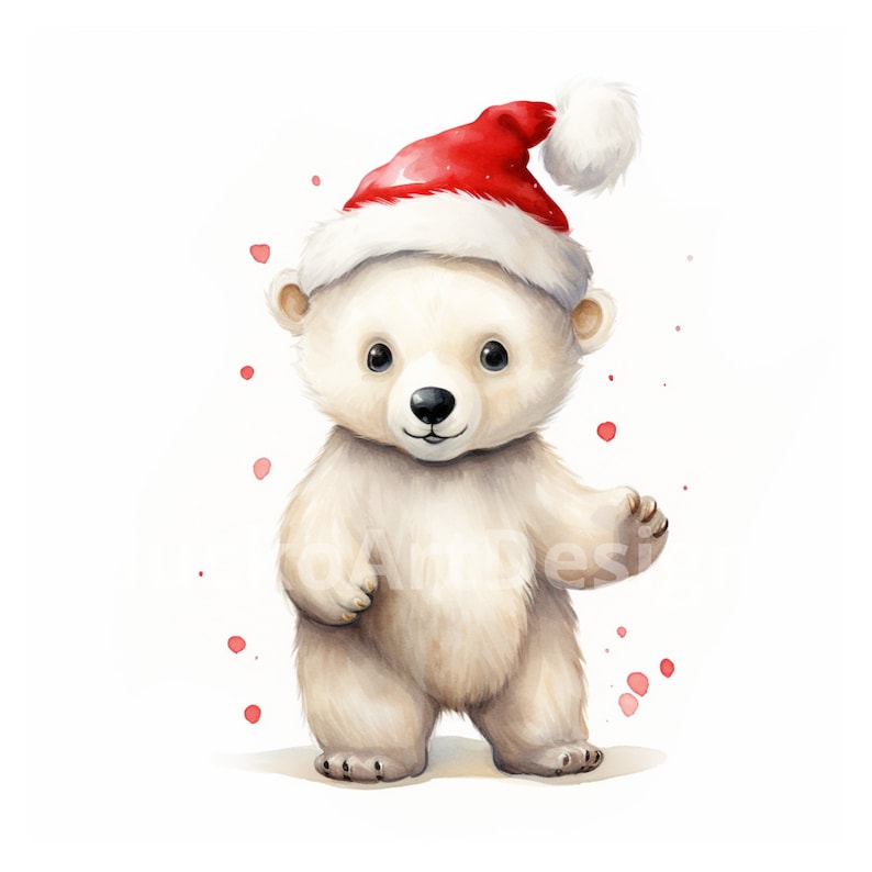 20 Polar Bear Watercolor Christmas Clipart PNG Images, Polar Bear ...