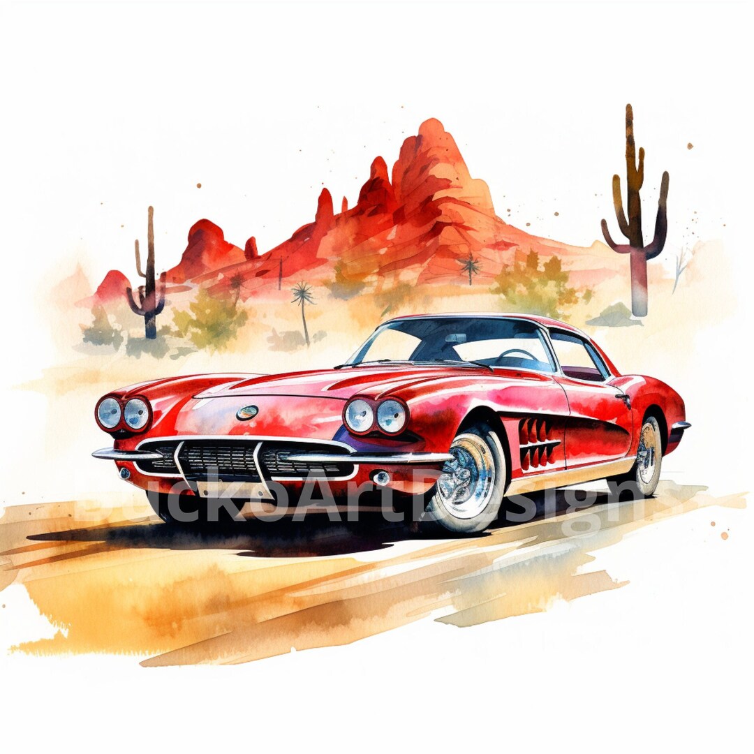 20 American Sports Cars Watercolor Clipart PNG Images, American Muscle ...