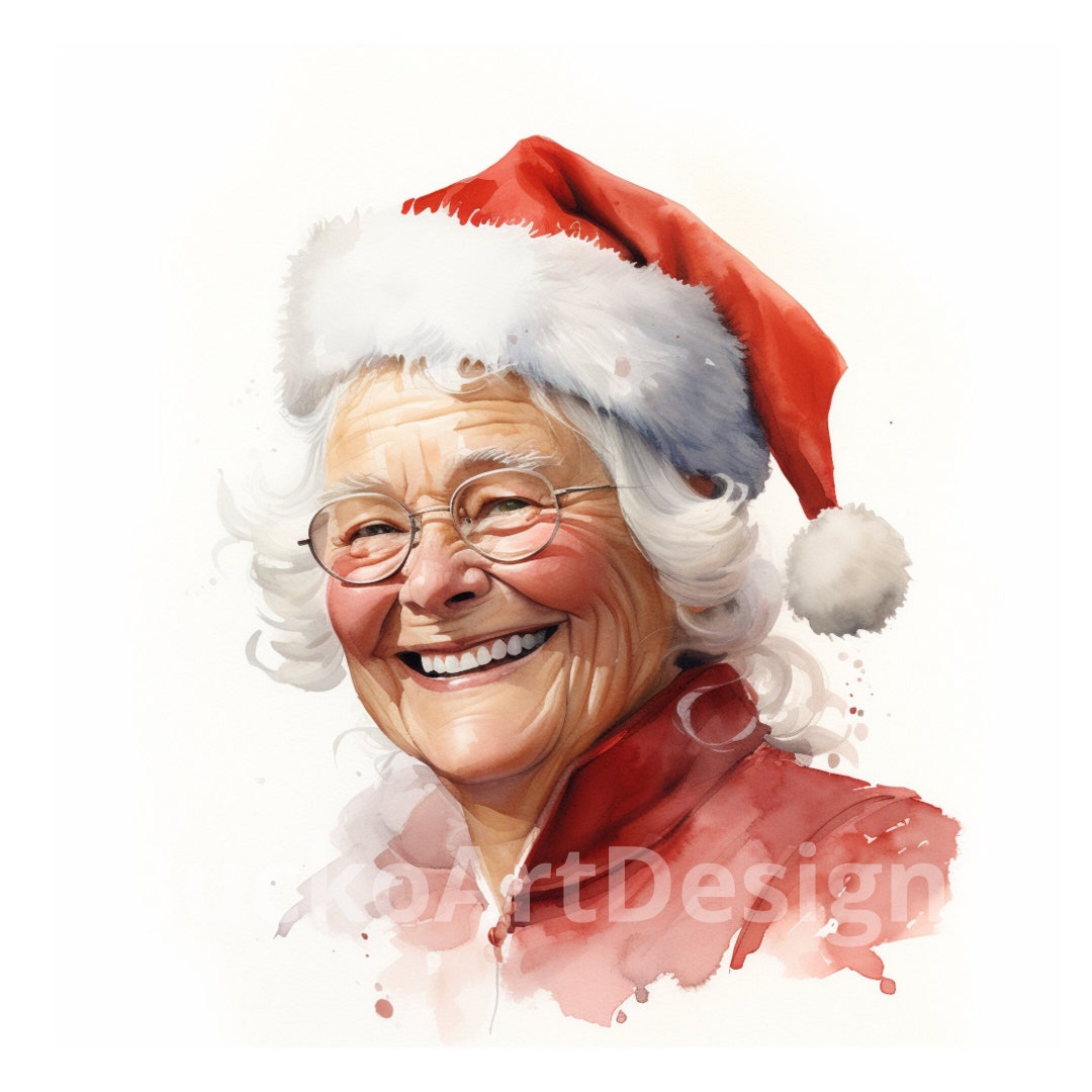 20 Mrs. Claus Watercolor Christmas Clipart PNG Images, Xmas Cards, Noel ...