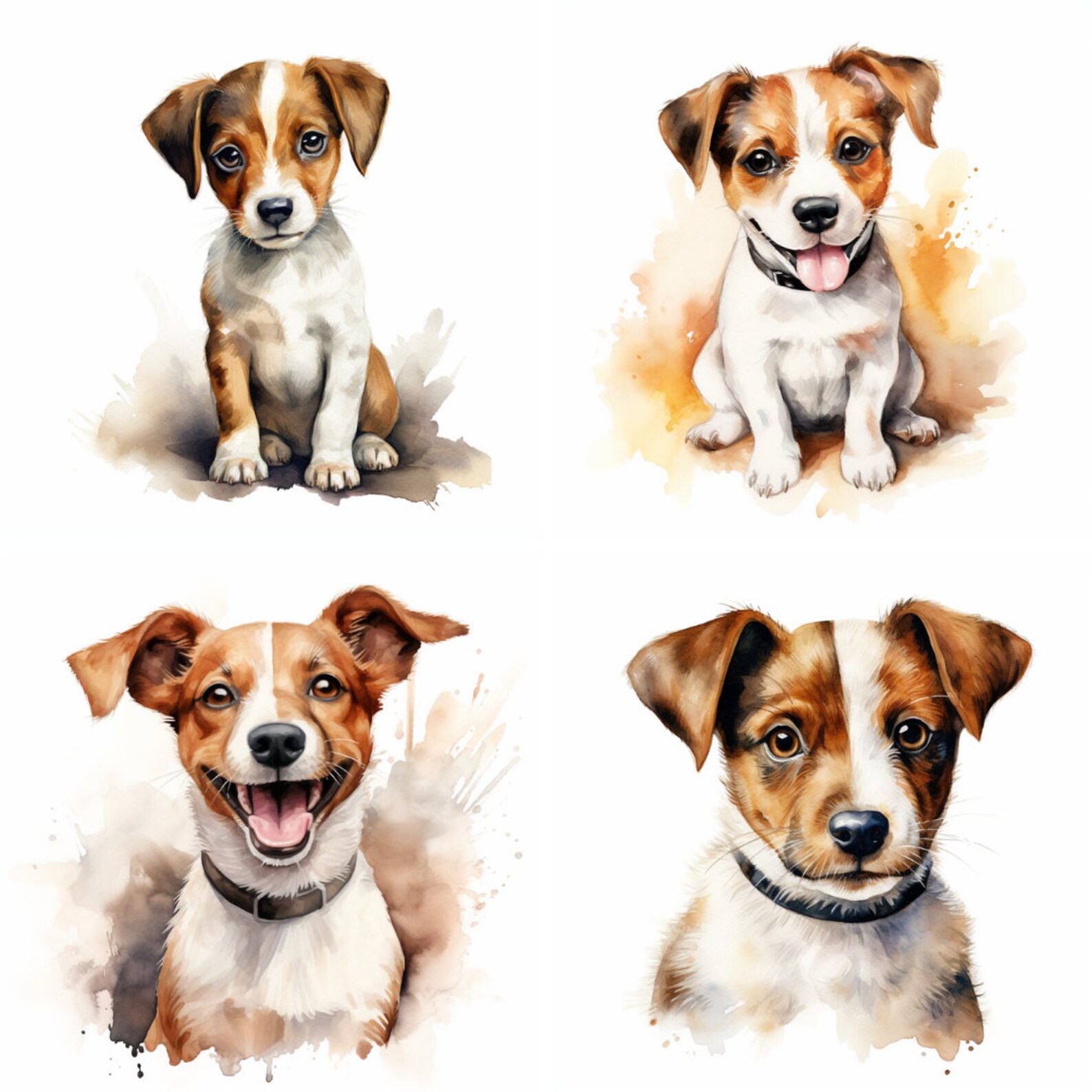 20 Jack Russel Dog and Puppy Watercolor Clipart PNG Images, Jack Russel ...