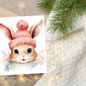 20 Rabbit Watercolor Christmas PNG Clipart Bundle, Cute Bunny, Winter ...
