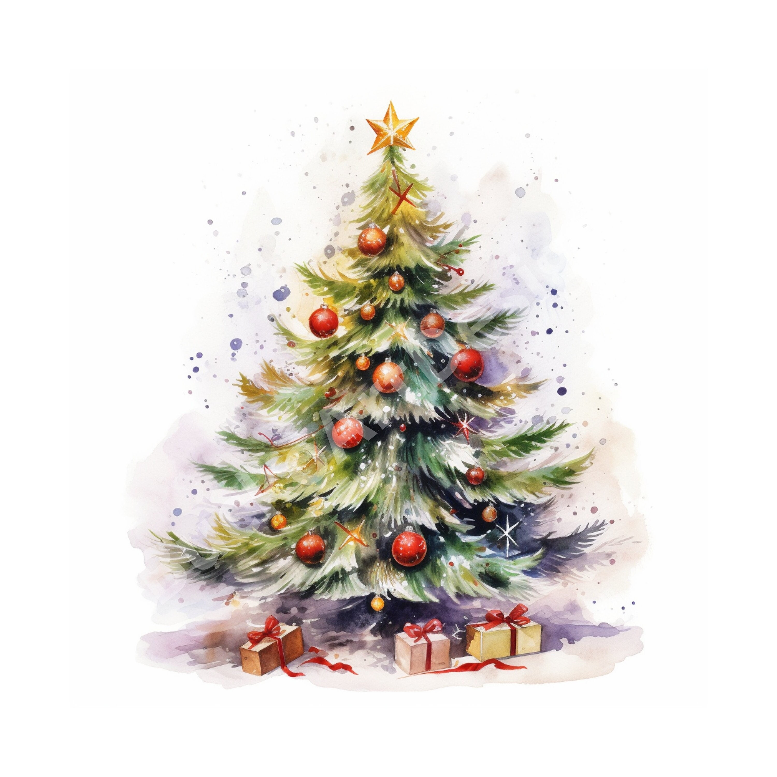 50 Watercolor Christmas Trees Clipart PNG Images, Xmas, Painted Tree ...