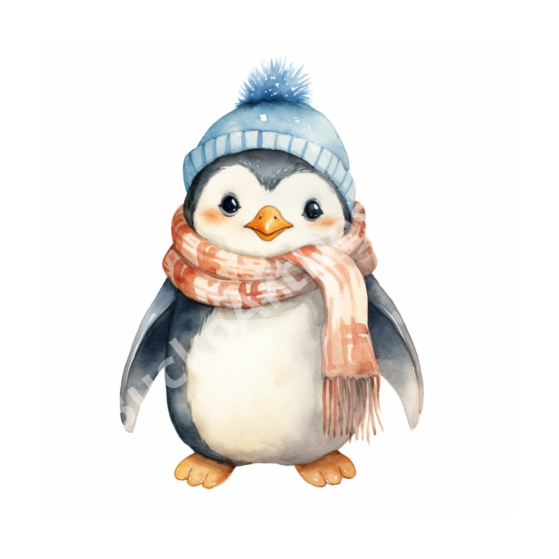 20 Watercolor Christmas Penguin Clipart PNG Images, Digital Paper Craft ...