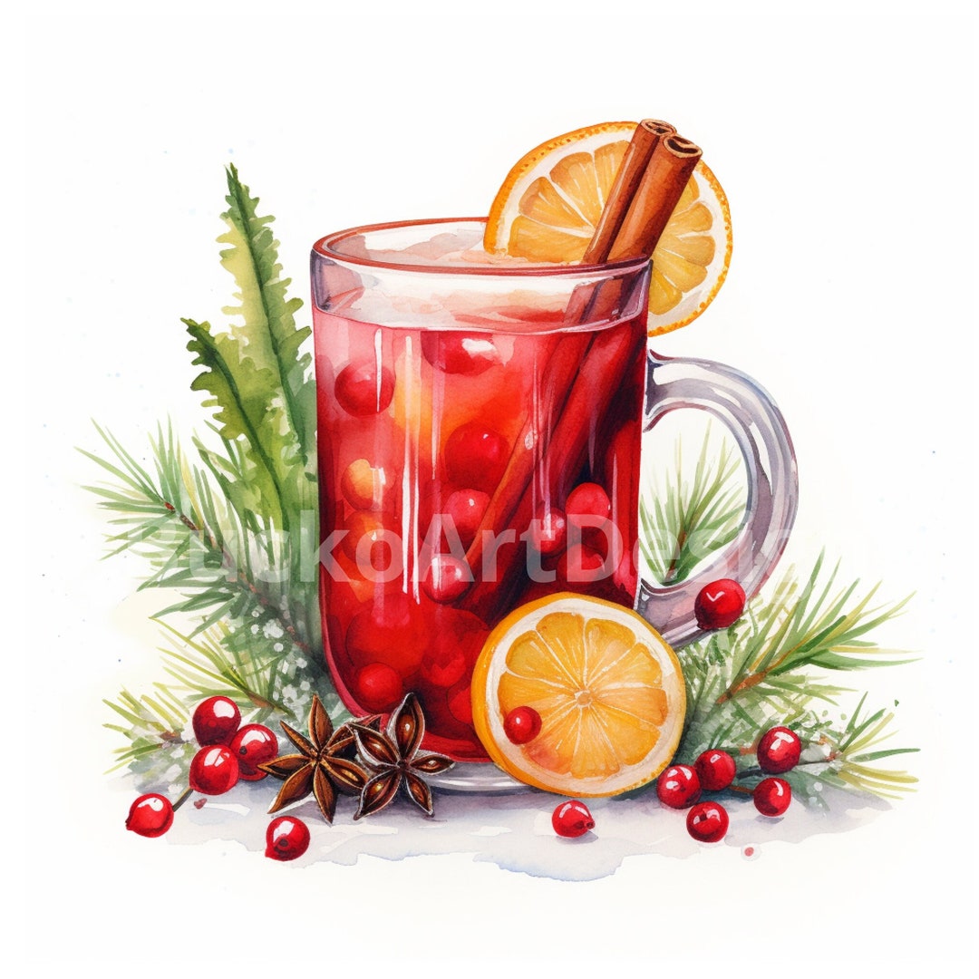 20 Punch Christmas Watercolor Clipart PNG Images, Card Making, Xmas ...