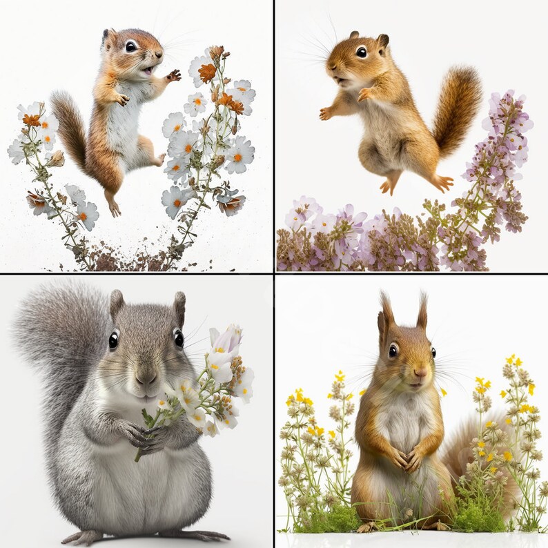 Cute Squirrels Clipart - 15 High Quality PNG Images Digital Download ...