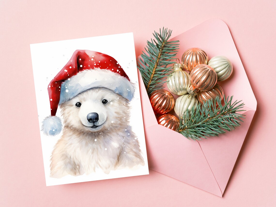 20 Polar Bear Watercolor Christmas Clipart PNG Images, Polar Bear ...
