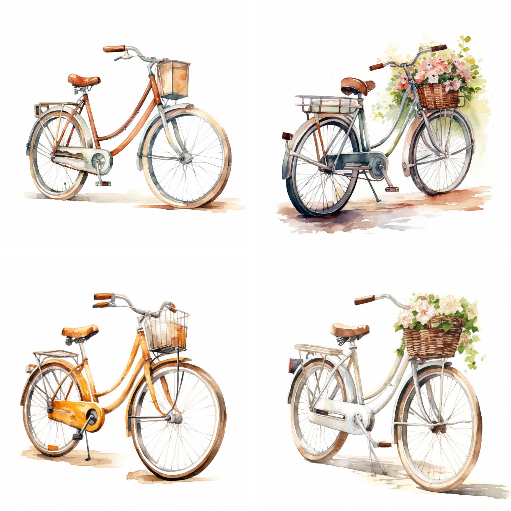 20 Vintage Citybikes Watercolor Clipart PNG Images, Vintage Bike, Retro ...