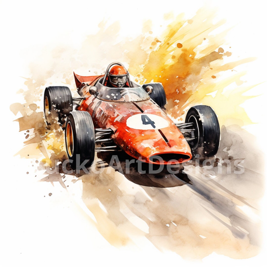 20 Vintage Rennautos Aquarell Clipart PNG Bilder, historische Rennautos ...