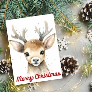 50 Watercolor Christmas Reindeer Clipart PNG Images, Digital Paper ...
