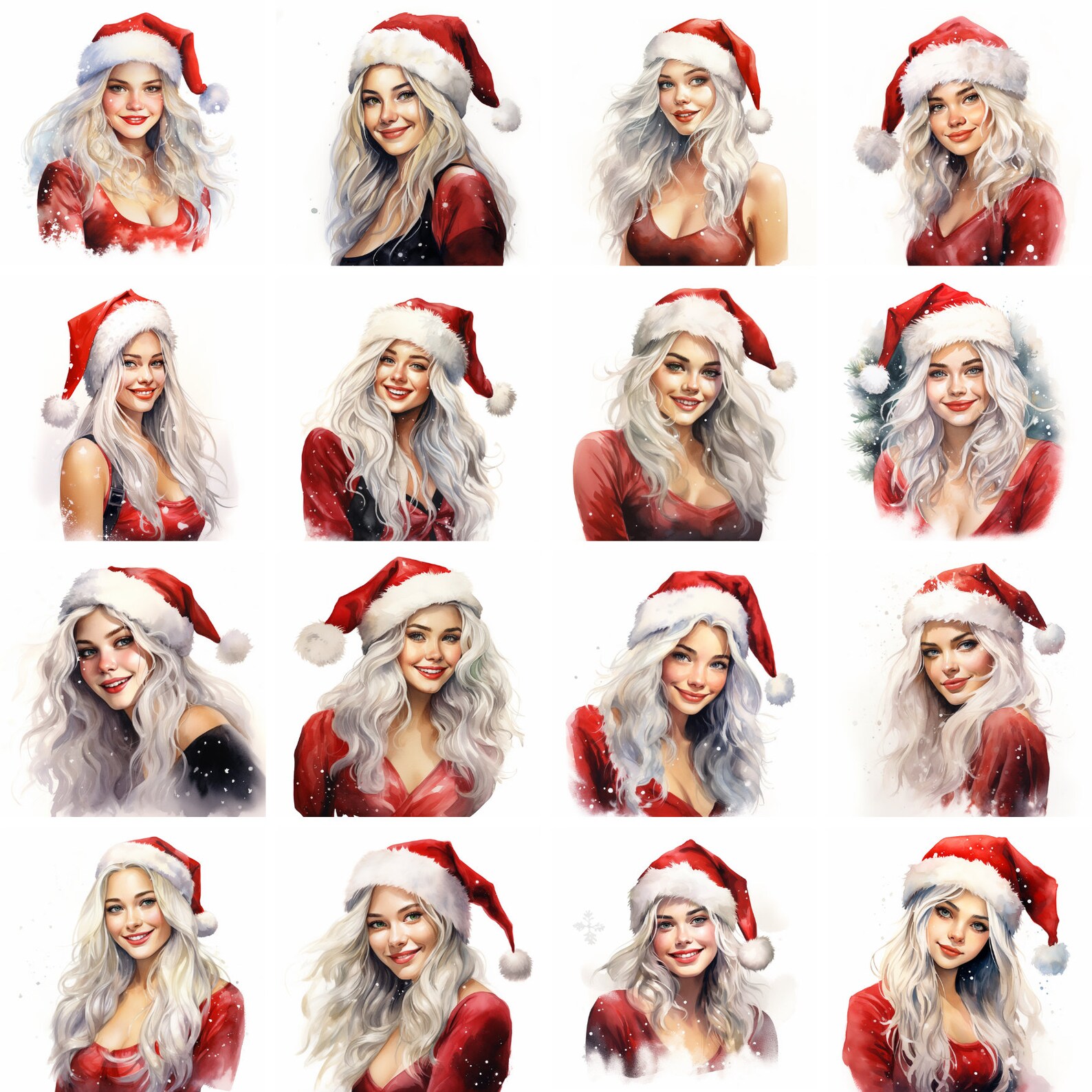 20 Youthful Mrs. Claus Watercolor Christmas Clipart PNG Images, Xmas ...