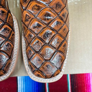 Fish Skin Leather Cowboy Boots. Men’s Western Cowboy Boots. Square Toe ...