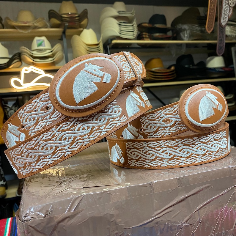 Western Embroidered Belt for Men. Rodeo Horse Embroidery Belt. Leather ...