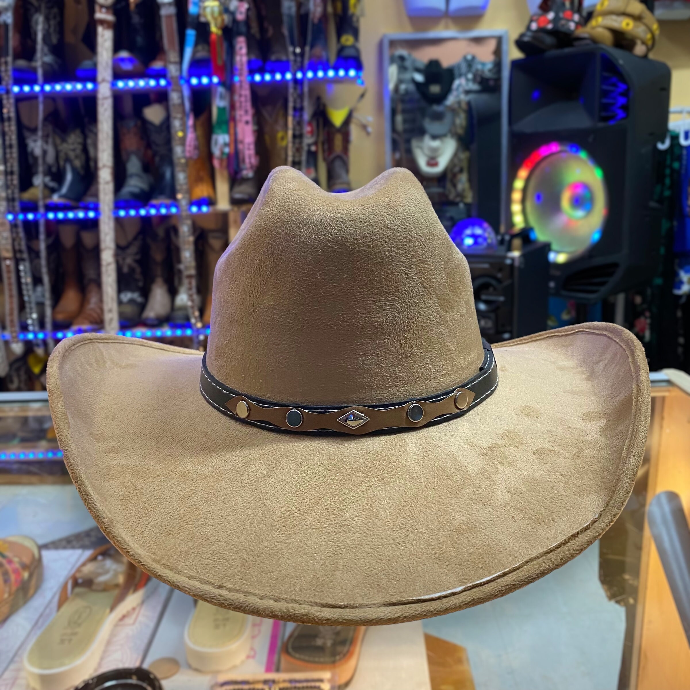 Mens Brown Suede Cowboy Hat. Mens Western Cowboy Hat. Mens Wide Brim ...