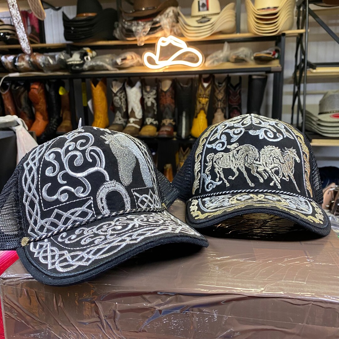 Platinum Embroidery Trucker Hats. Mesh Back Embroidered Cap. Western ...