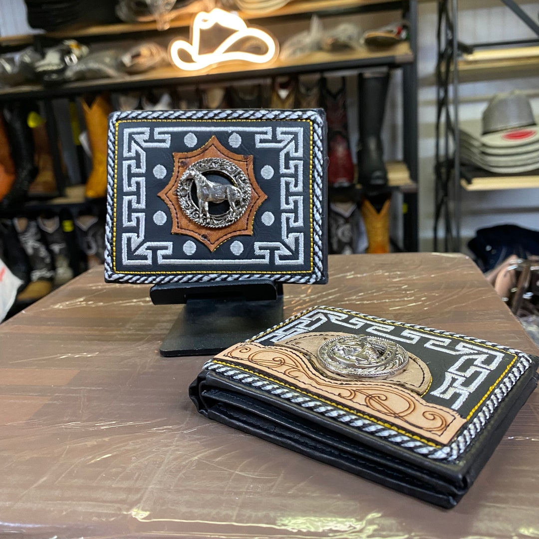 Western Embroidered Wallet. Men and Woman Wallet. Cowboy Leather Wallet ...