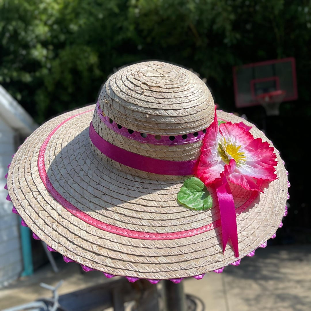 Beautiful Floral Woman’s Straw Hat. Flower Straw Sun Hat. Summer ...