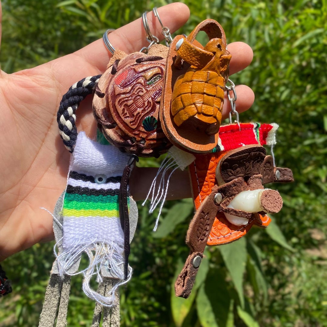 Mexican Artisan Key Chain. Leather Western Key Chain. Hand Made Mexican ...