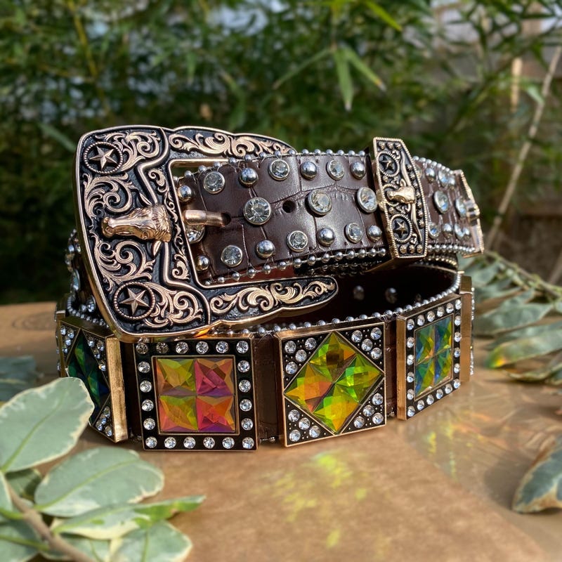 Rhinestone Belt - Etsy