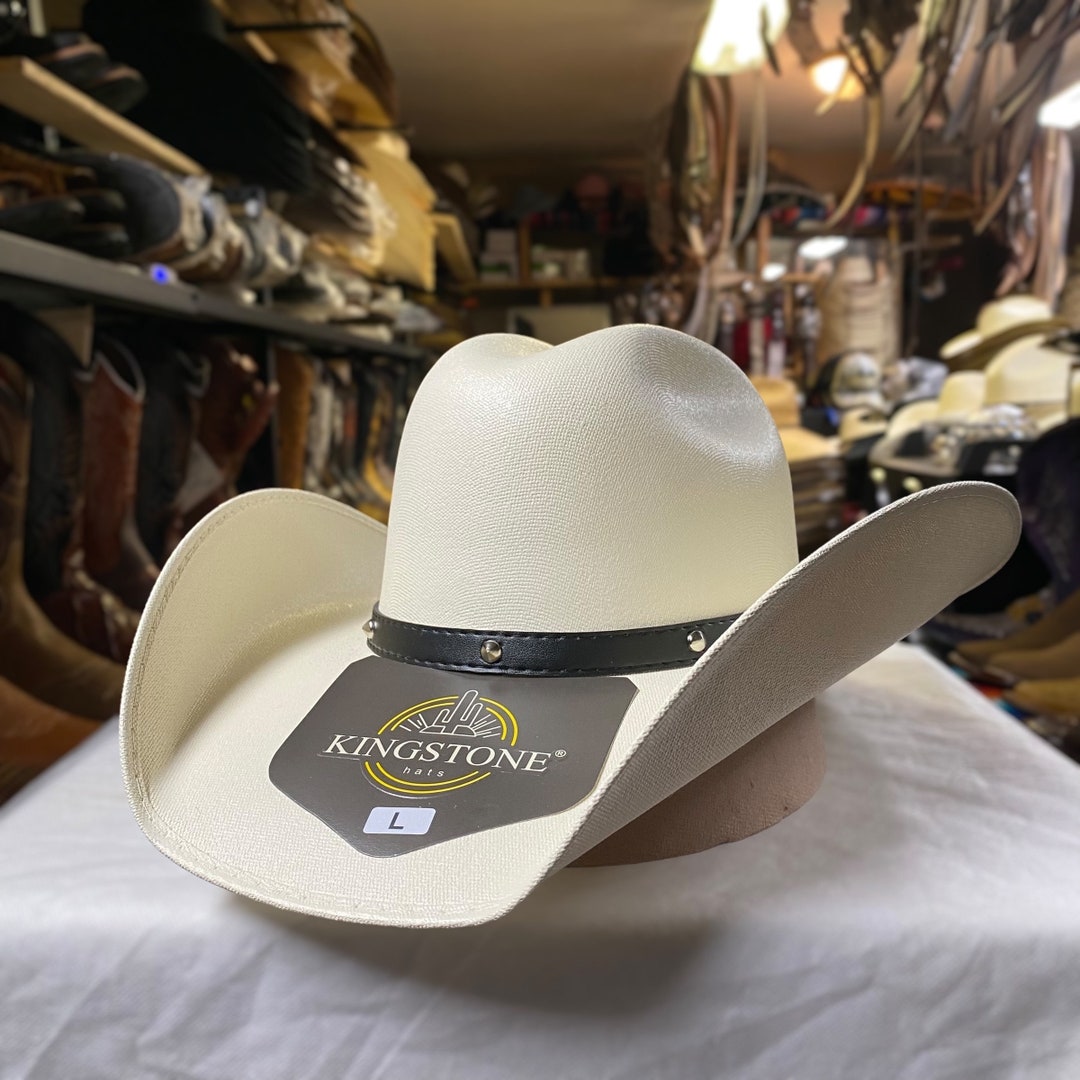 White Cowboy Western Hat. Men’s Rodeo Ranch Style Hat. Canvas Straw ...