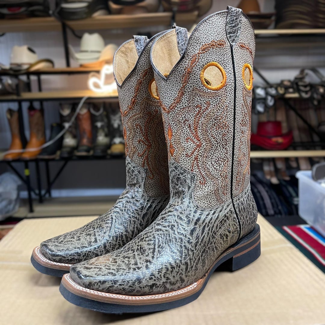 Men’s Elephant Skin Boots. Men’s Western Cowboy Boots. Gray Leather ...