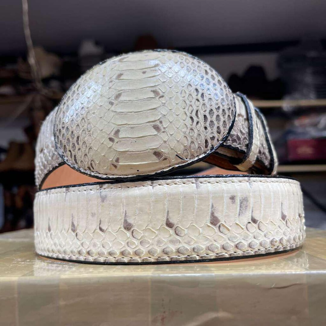 Men's White Python Skin Belt. White Leather Belt for Men. Snake Skin ...