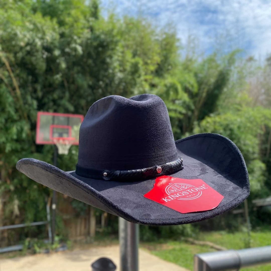 Black Suede Cowboy Hat. Black Western Cowboy Hat. Mens Rodeo Cowboy Hat ...