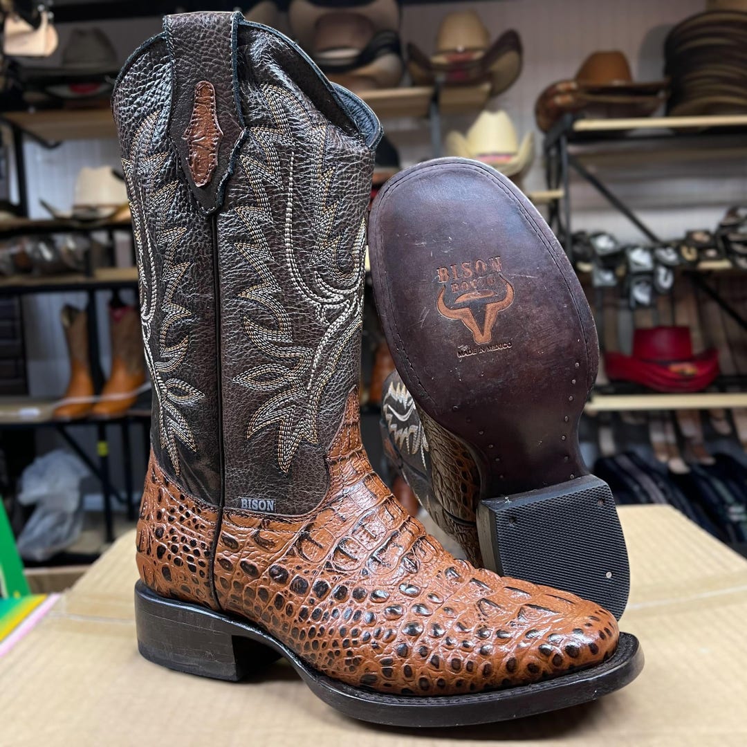 Men’s Alligator Skin Boots. Men’s Western Cowboy Boots. Brown Leather ...